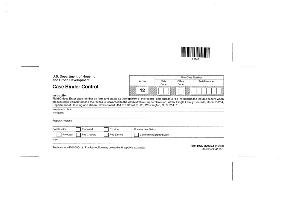 Form HUD-27005.1 - Fill Out, Sign Online and Download Fillable PDF ...