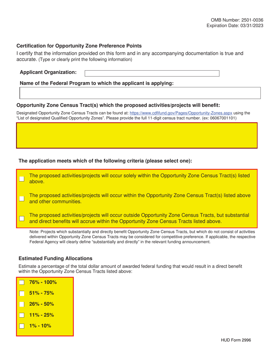 Form HUD-2996 - Fill Out, Sign Online and Download Fillable PDF ...