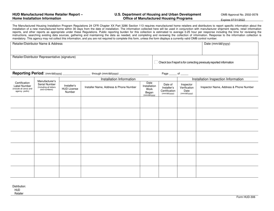 Form HUD-306 - Fill Out, Sign Online and Download Fillable PDF ...