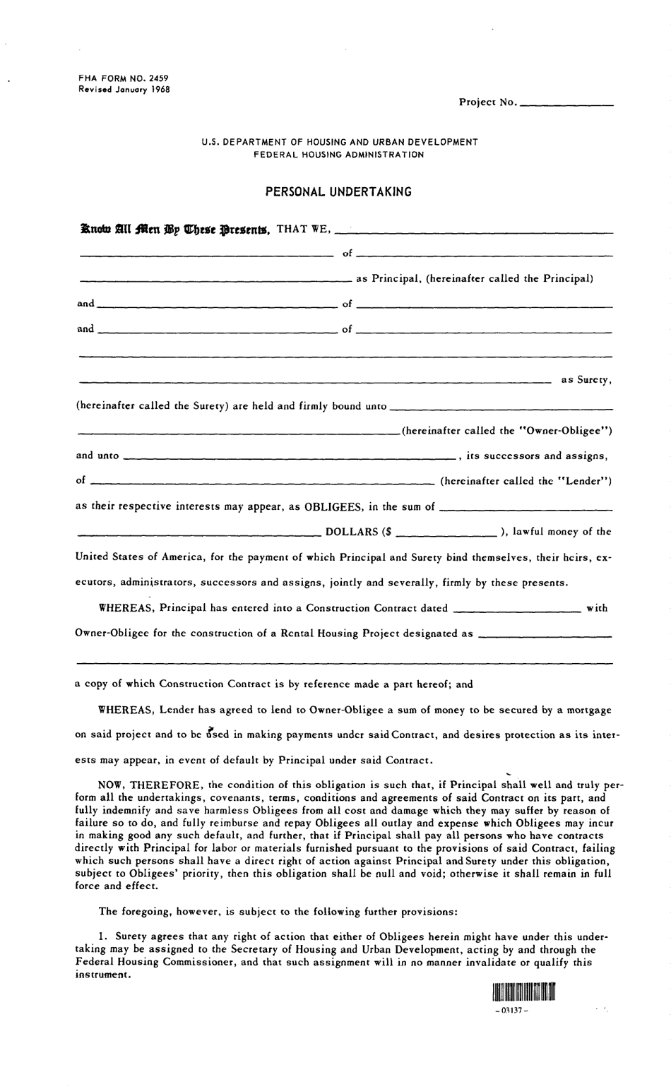 Form FHA-2459 - Fill Out, Sign Online and Download Fillable PDF ...