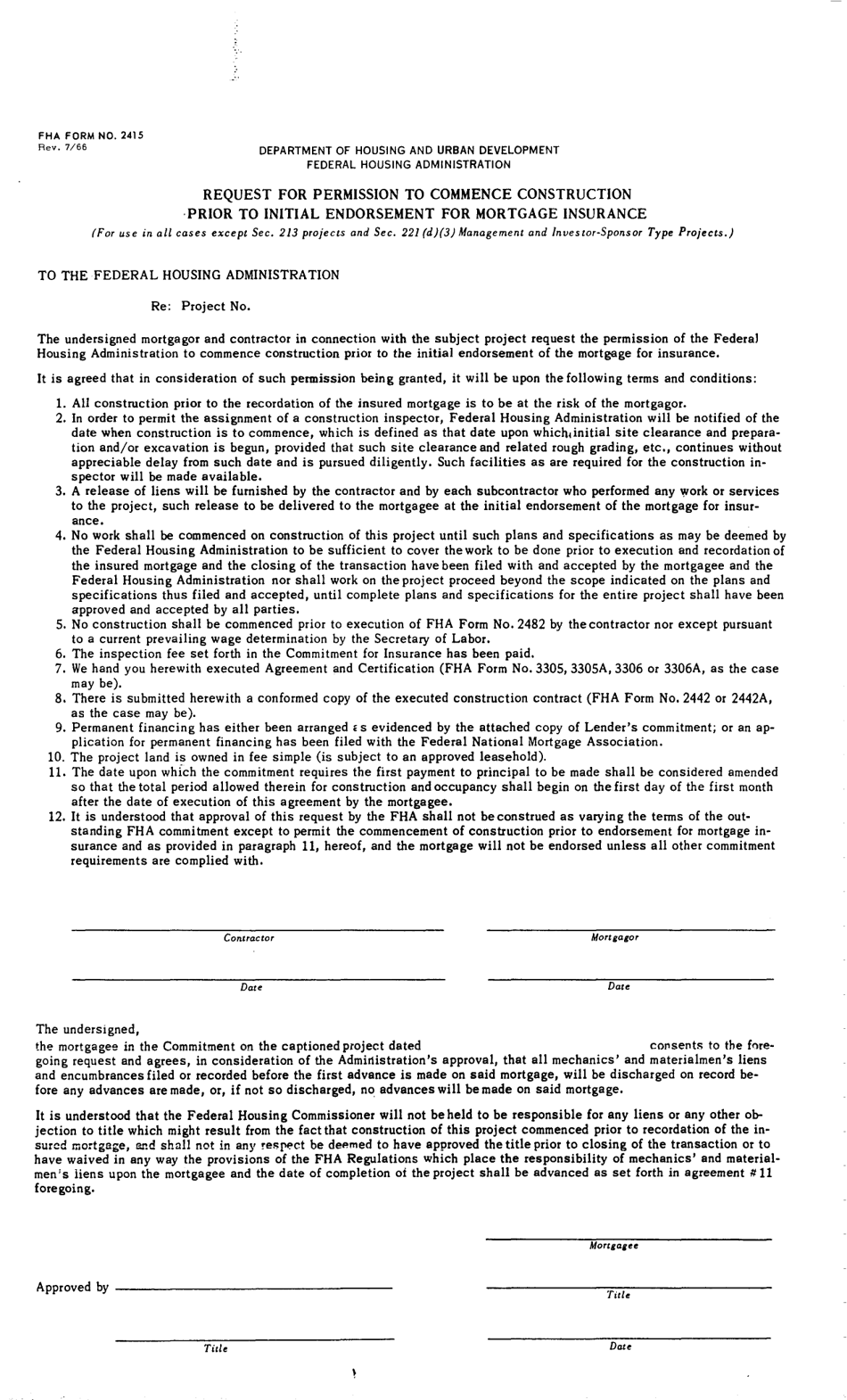 Form FHA-2415 - Fill Out, Sign Online and Download Fillable PDF ...