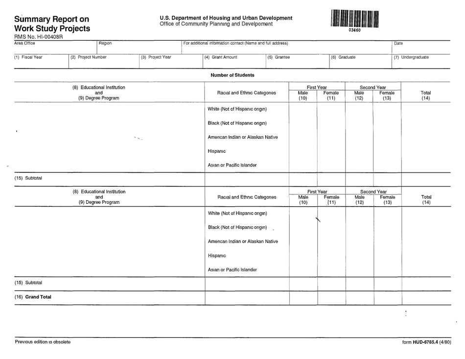 Form HUD-6785.4 - Fill Out, Sign Online and Download Fillable PDF ...