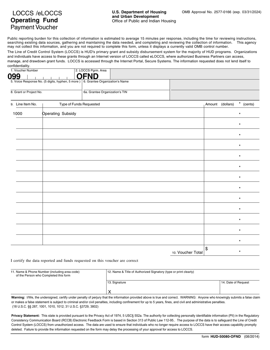 Form HUD-50080-OFND - Fill Out, Sign Online and Download Fillable PDF ...