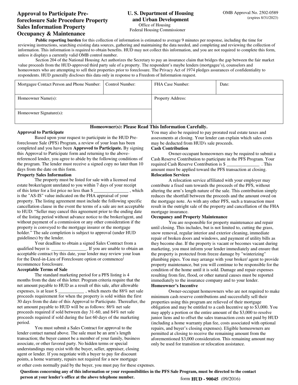 Form HUD-90045 - Fill Out, Sign Online and Download Fillable PDF ...