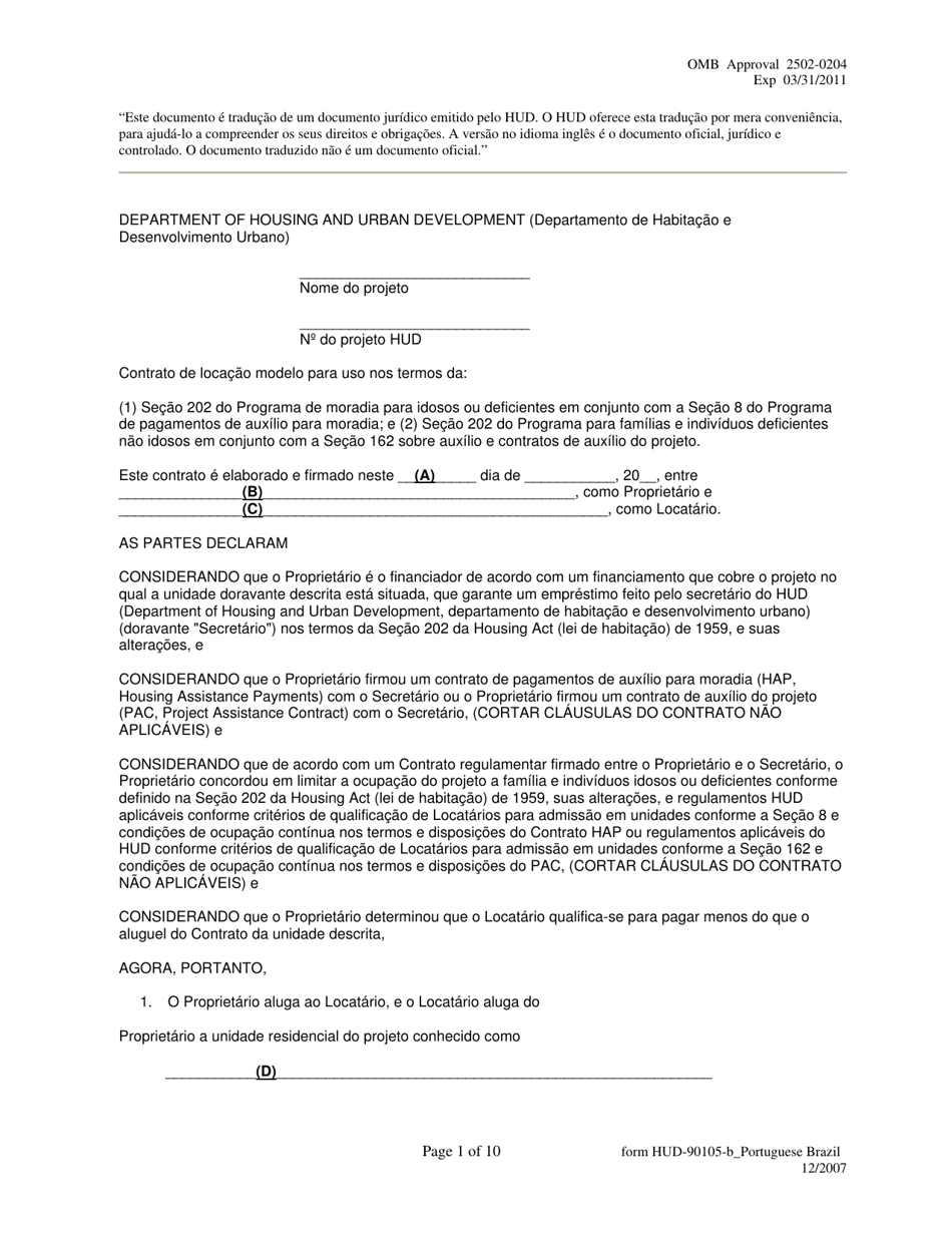 Form HUD-90105-B - Fill Out, Sign Online and Download Printable PDF ...
