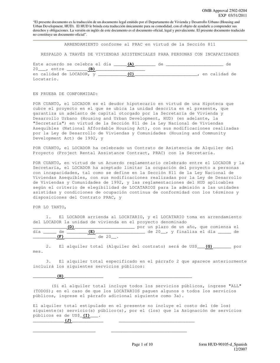 Formulario HUD-90105-D - Fill Out, Sign Online and Download Printable ...