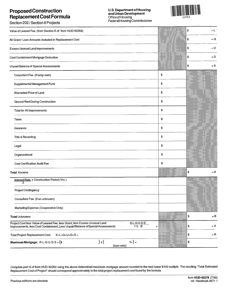 Form HUD-92278 - Fill Out, Sign Online and Download Fillable PDF ...