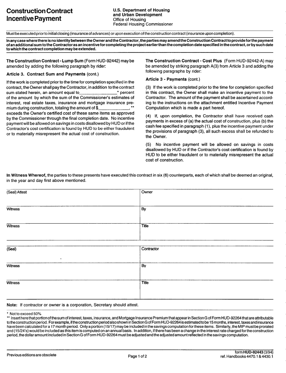 Form HUD-92443 - Fill Out, Sign Online and Download Fillable PDF ...