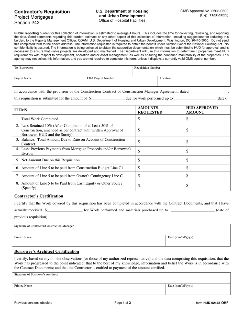 Form HUD-92448-OHF - Fill Out, Sign Online and Download Fillable PDF ...