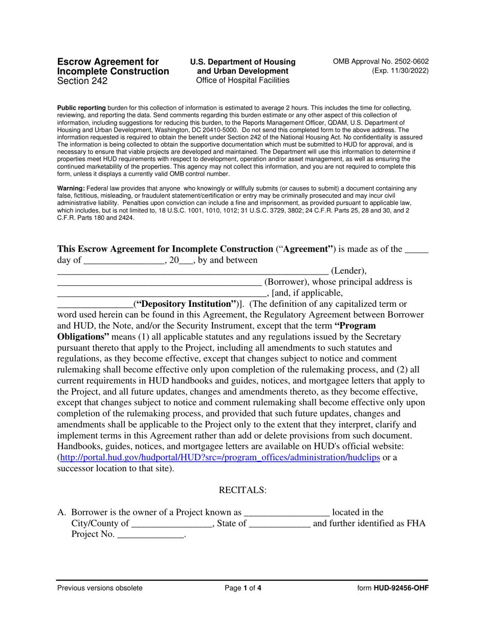 Form HUD-92456-OHF - Fill Out, Sign Online and Download Fillable PDF ...