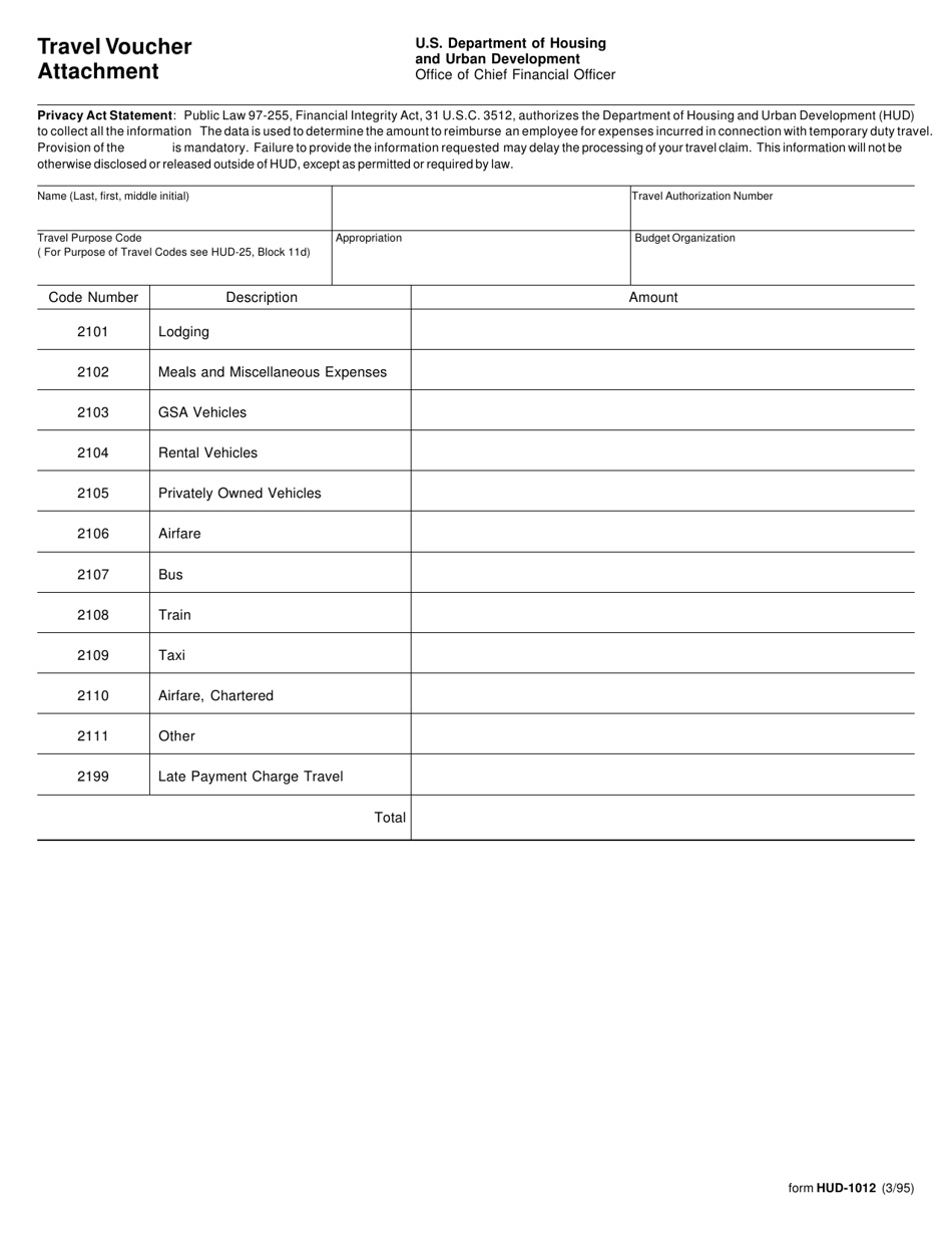 Form HUD-1012 - Fill Out, Sign Online and Download Fillable PDF ...