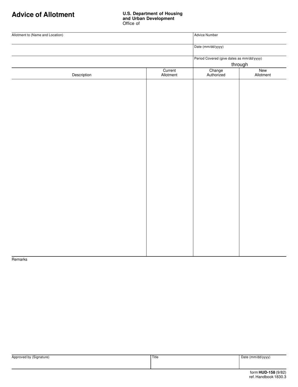 Form HUD-158 - Fill Out, Sign Online and Download Fillable PDF ...