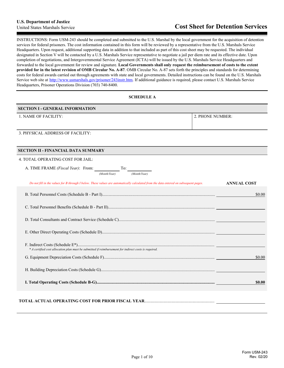 Form USM-243 - Fill Out, Sign Online and Download Fillable PDF ...