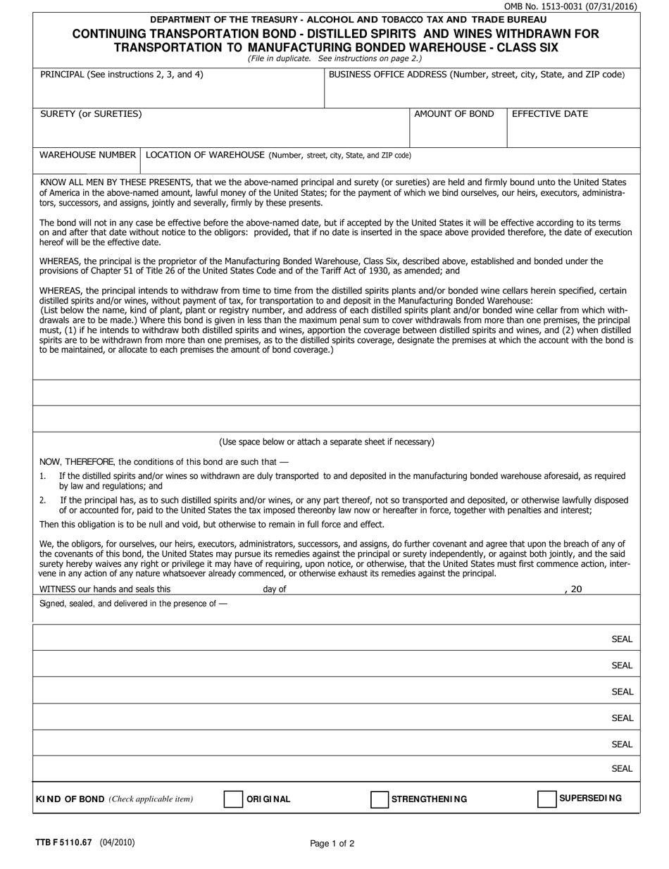 TTB Form 5110.67 - Fill Out, Sign Online and Download Fillable PDF ...