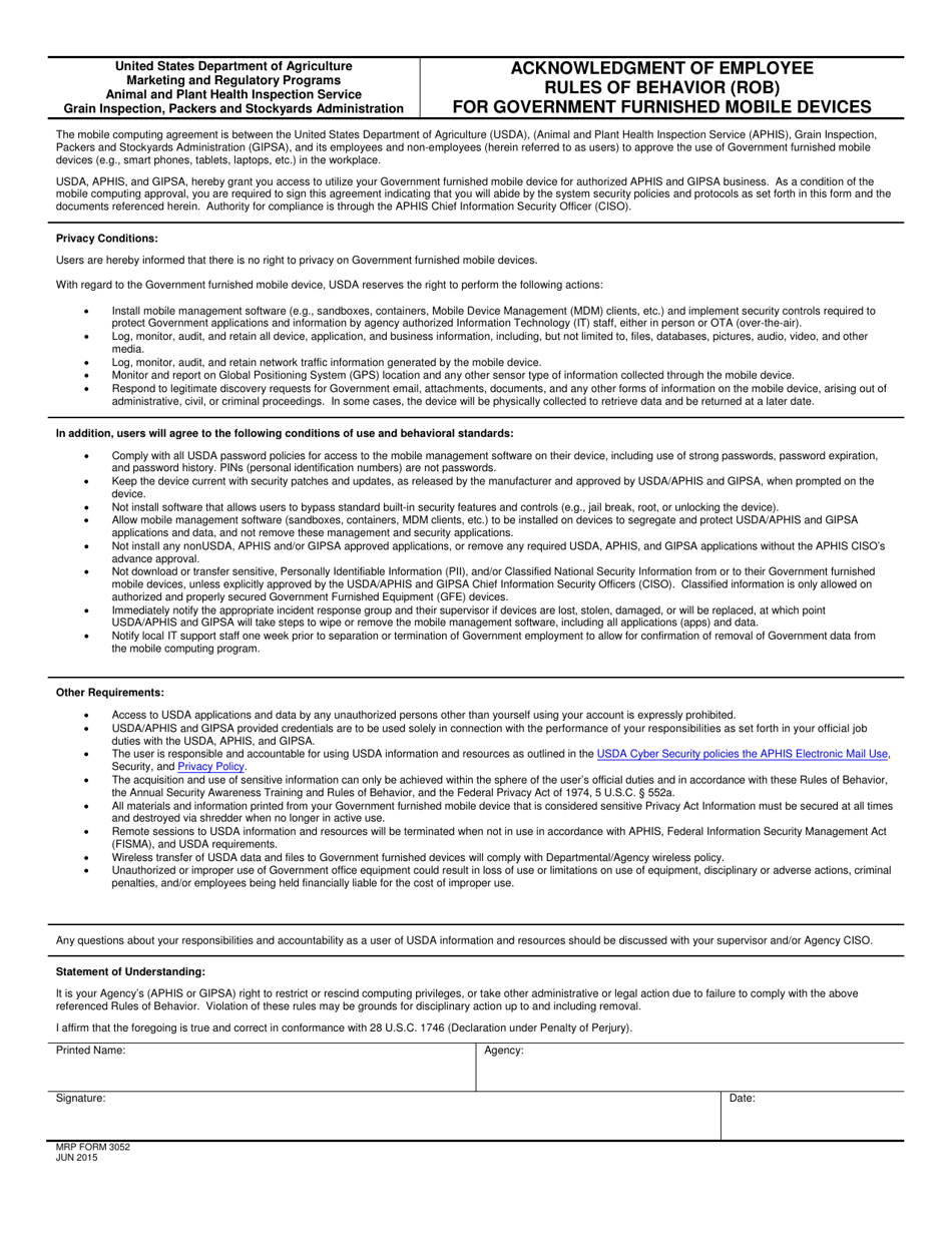 MRP Form 3052 - Fill Out, Sign Online and Download Fillable PDF ...