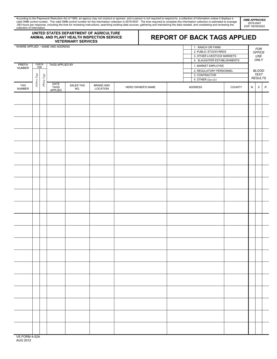 VS Form 4-52A - Fill Out, Sign Online and Download Fillable PDF ...