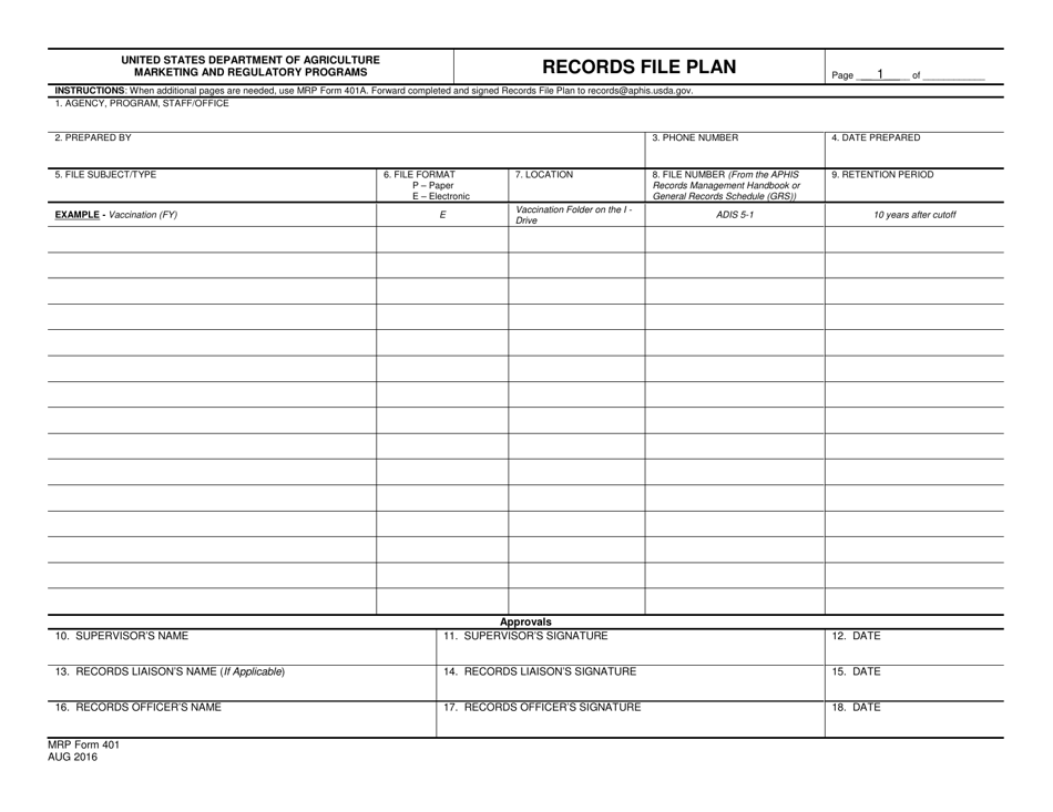 MRP Form 401 - Fill Out, Sign Online and Download Fillable PDF ...