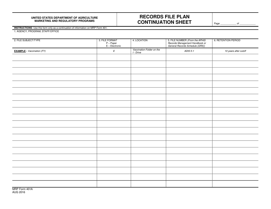 MRP Form 401A - Fill Out, Sign Online and Download Fillable PDF | Templateroller