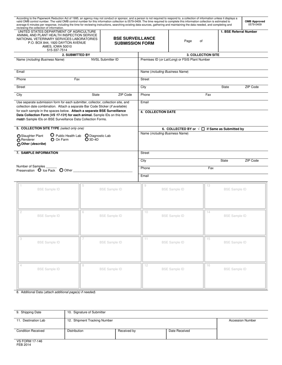 VS Form 17-146 Download Fillable PDF or Fill Online Bse Surveillance ...