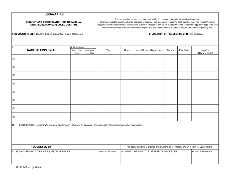 APHIS Form 1 - Fill Out, Sign Online and Download Fillable PDF ...
