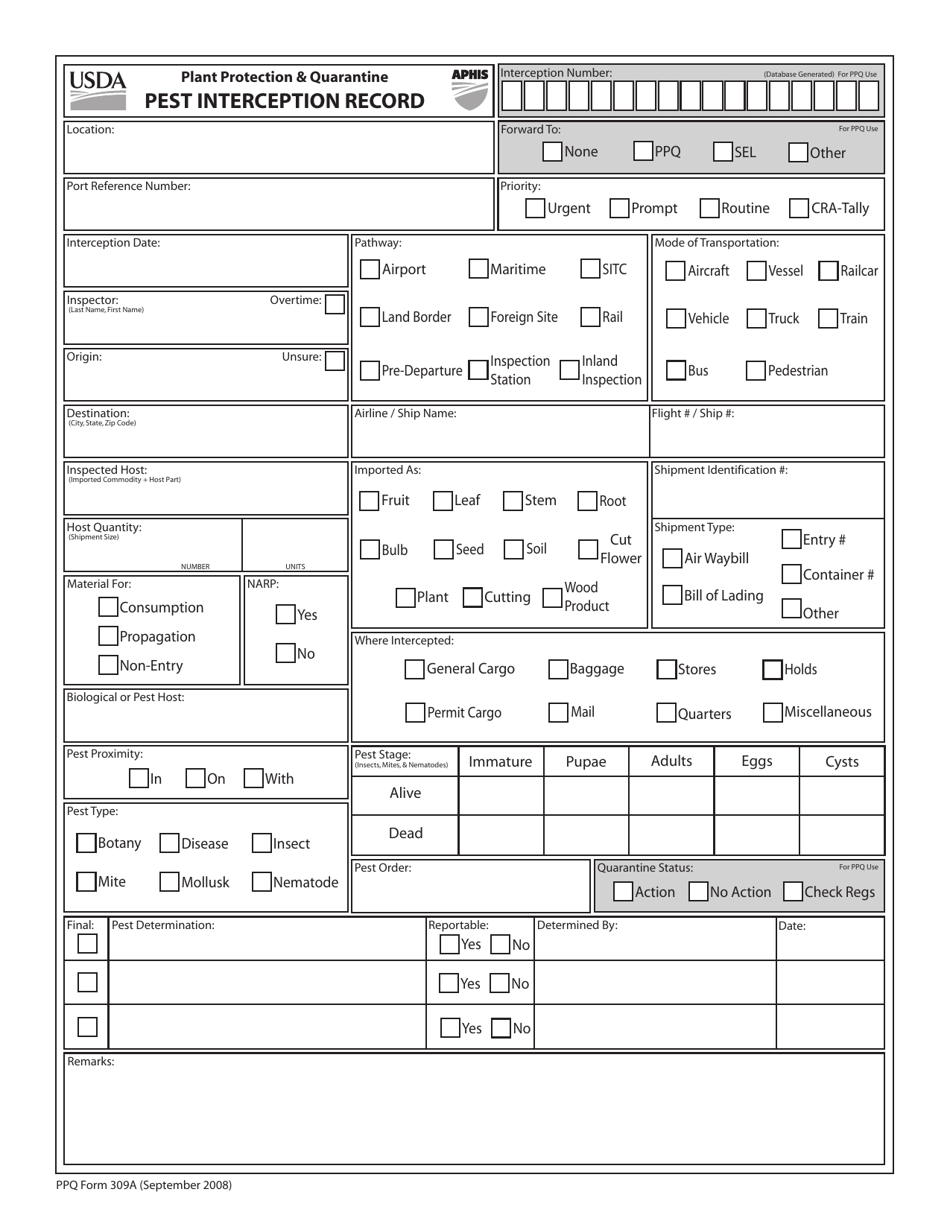 PPQ Form 309A - Fill Out, Sign Online and Download Fillable PDF ...