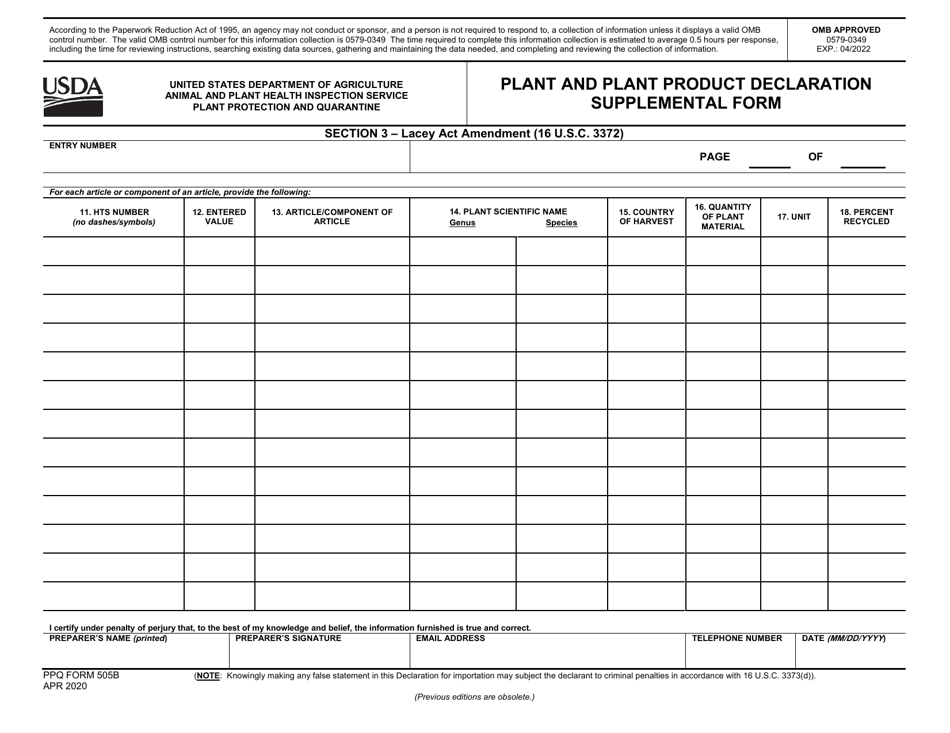 PPQ Form 505B - Fill Out, Sign Online and Download Fillable PDF ...