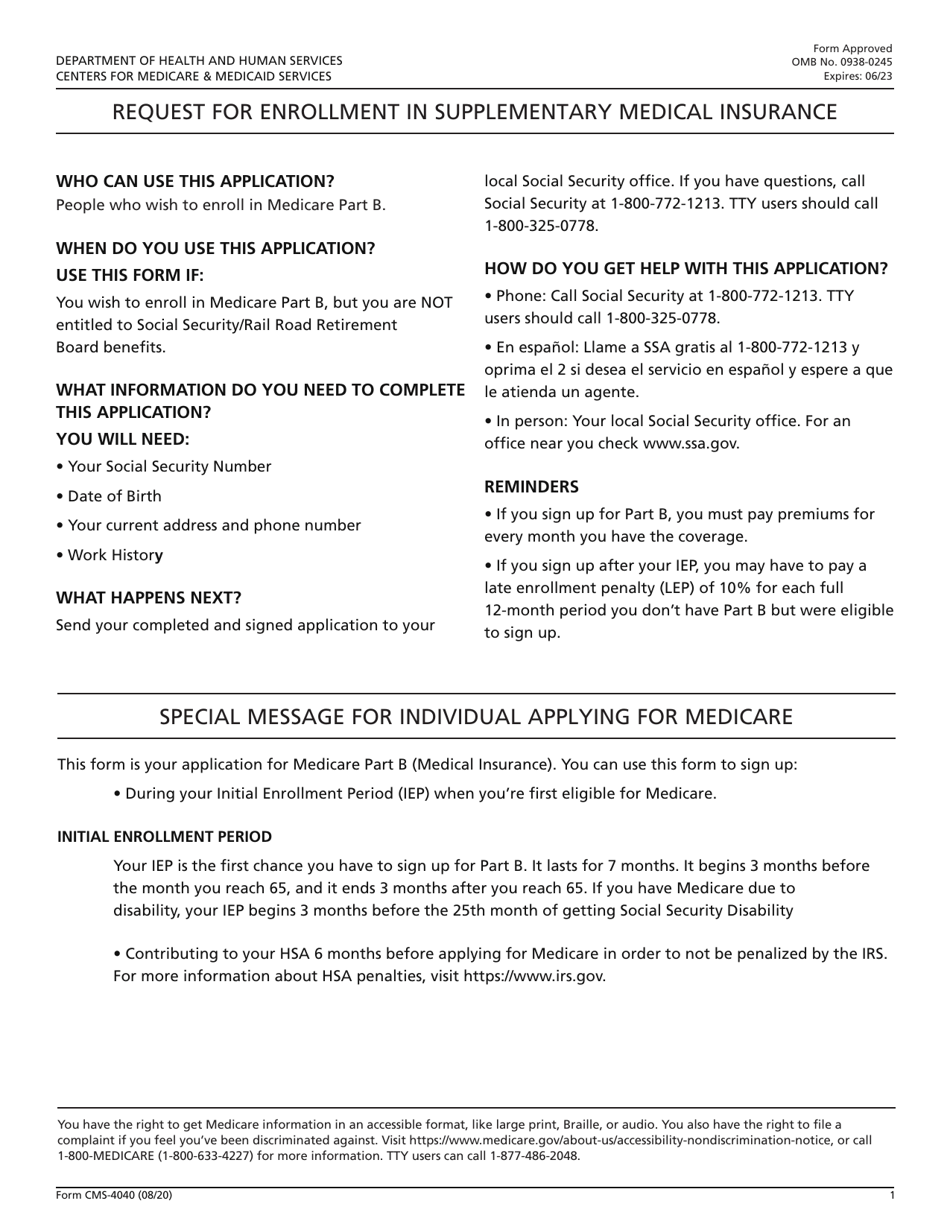 Form CMS-4040 - Fill Out, Sign Online and Download Fillable PDF ...