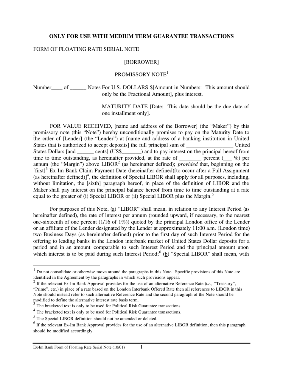 Form of Floating Rate Serial Note - Fill Out, Sign Online and Download ...