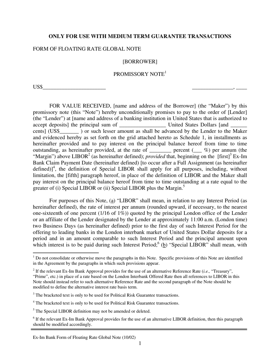 Form of Floating Rate Global Note - Fill Out, Sign Online and Download ...