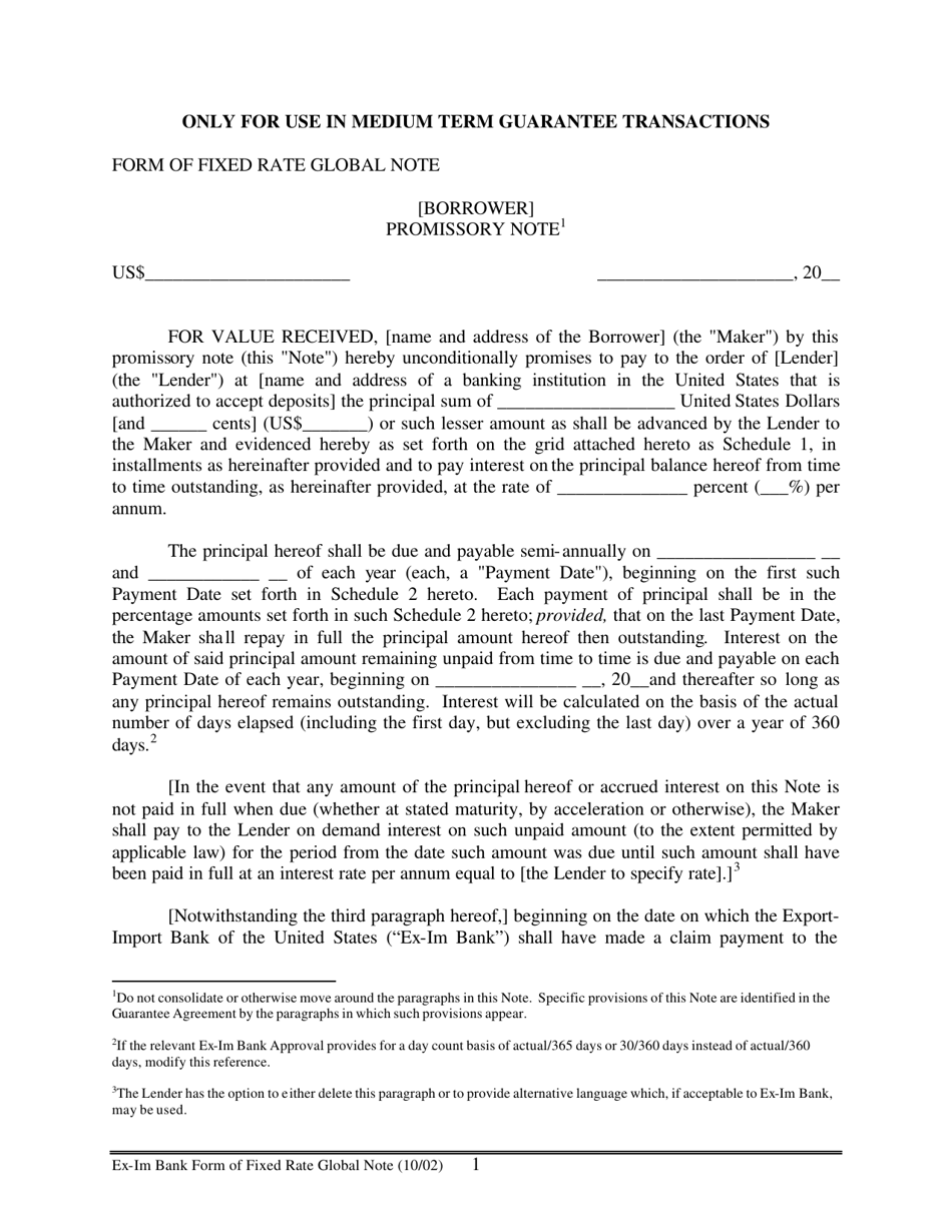 Form of Fixed Rate Global Note - Fill Out, Sign Online and Download PDF ...