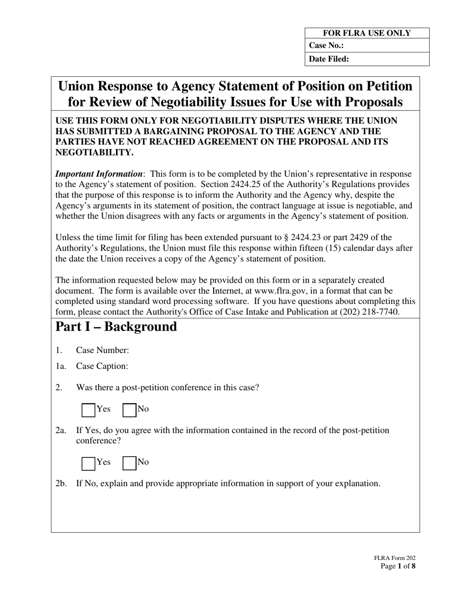 FLRA Form 202 - Fill Out, Sign Online and Download Fillable PDF ...