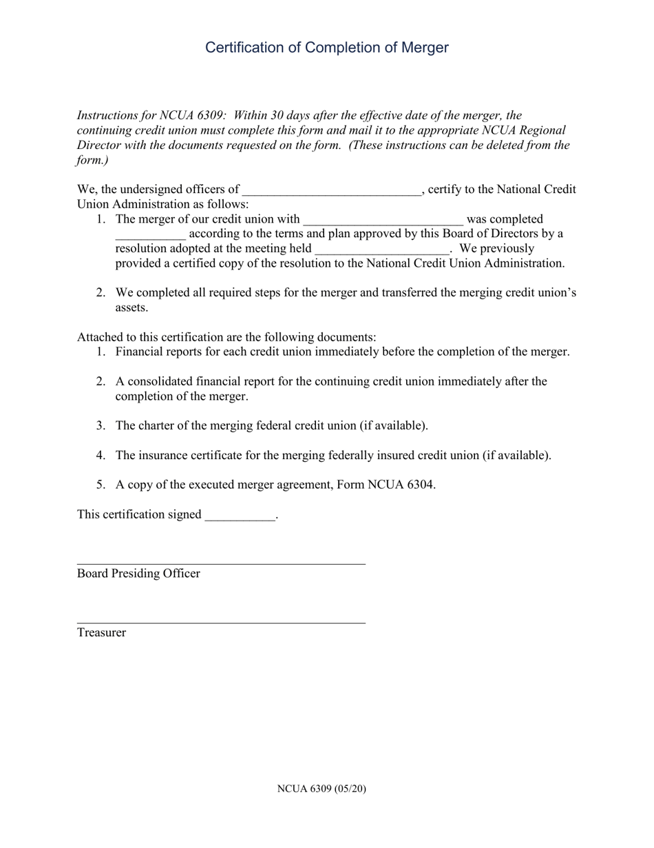 NCUA Form 6309 - Fill Out, Sign Online and Download Fillable PDF ...