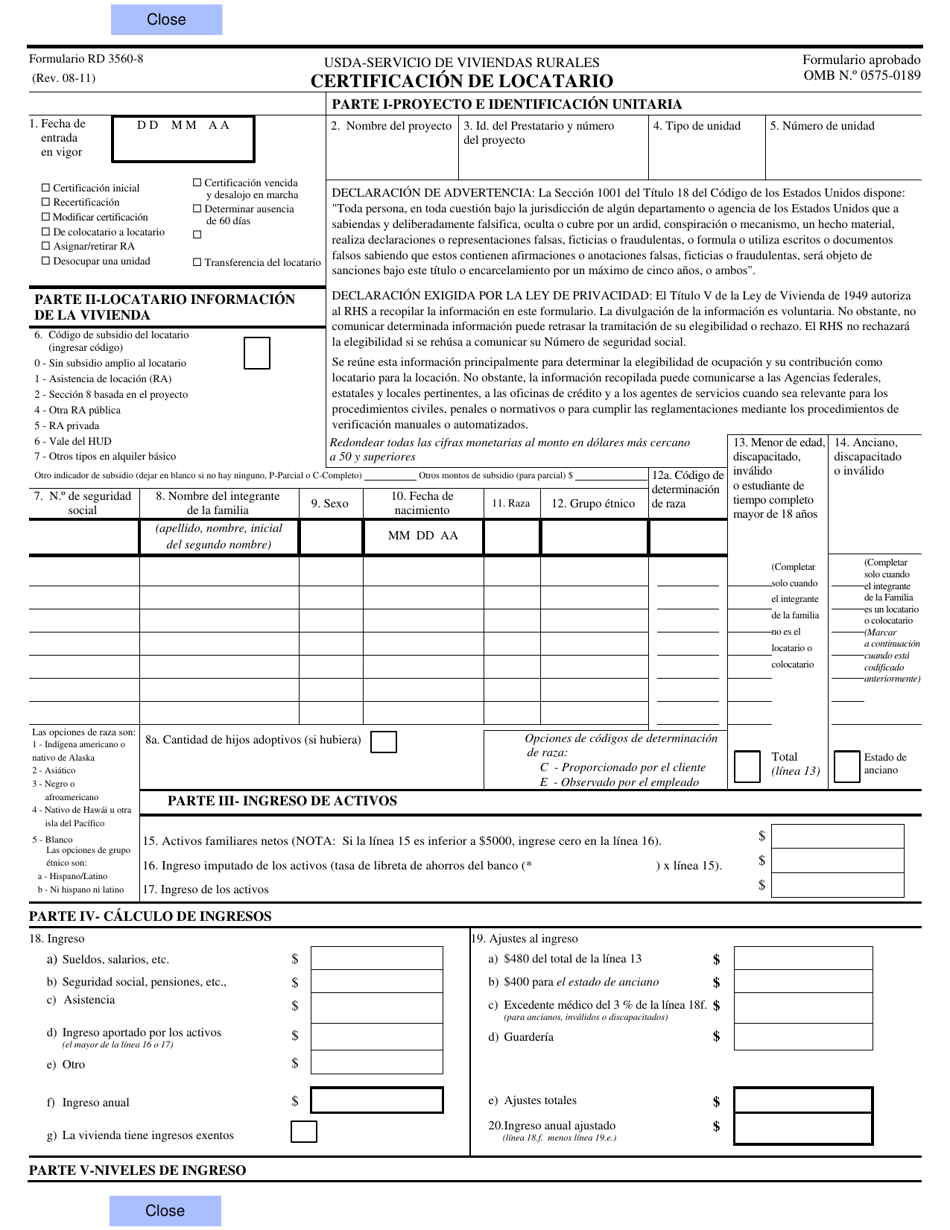Formulario RD3560-8 - Fill Out, Sign Online and Download Fillable PDF ...