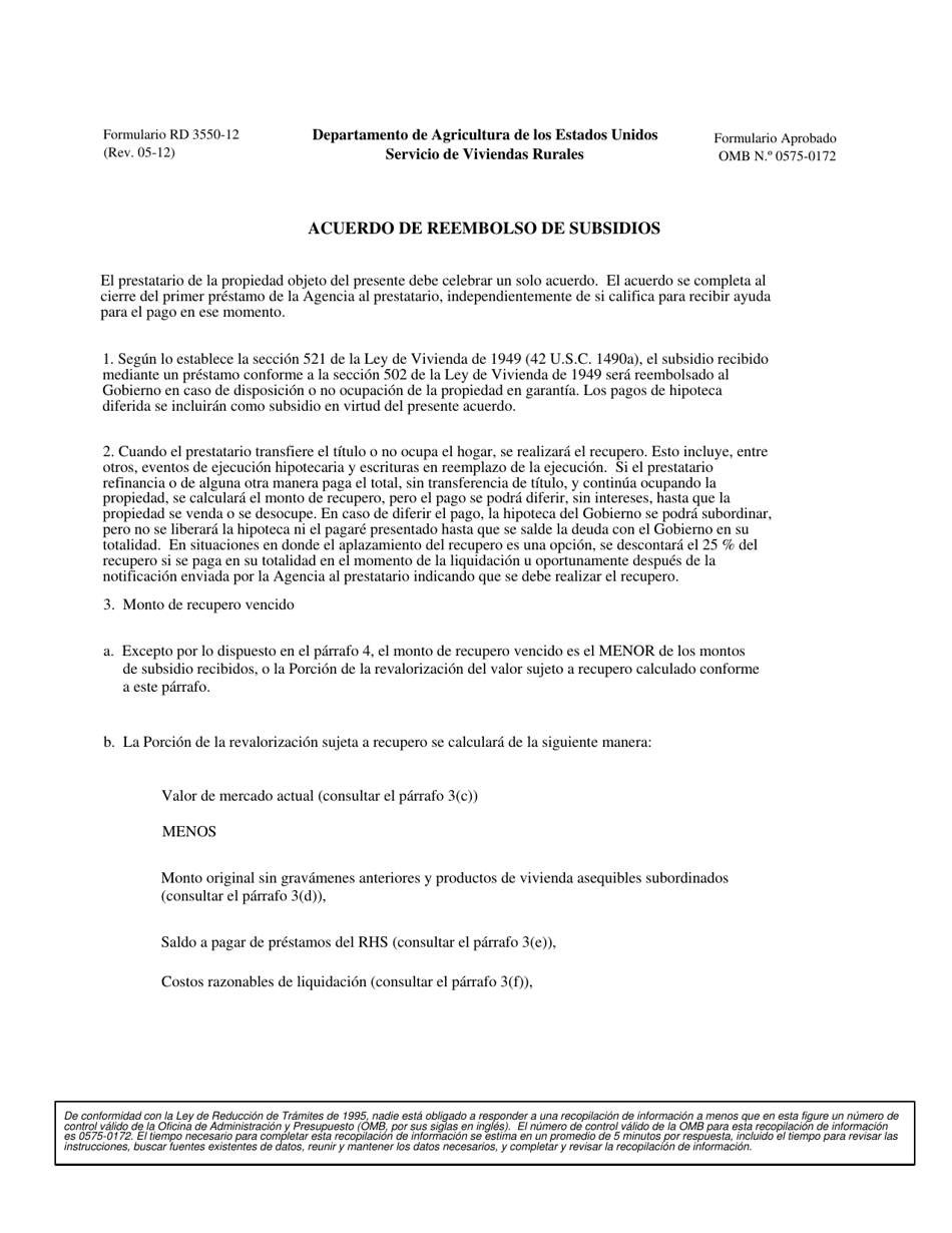 Formulario RD3550-12 - Fill Out, Sign Online and Download Fillable PDF ...