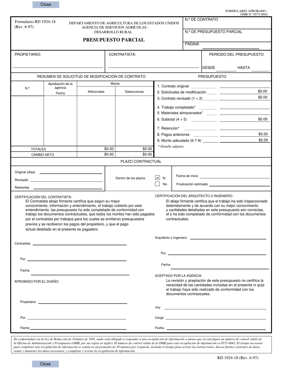 Formulario RD1924-18 - Fill Out, Sign Online and Download Fillable PDF ...