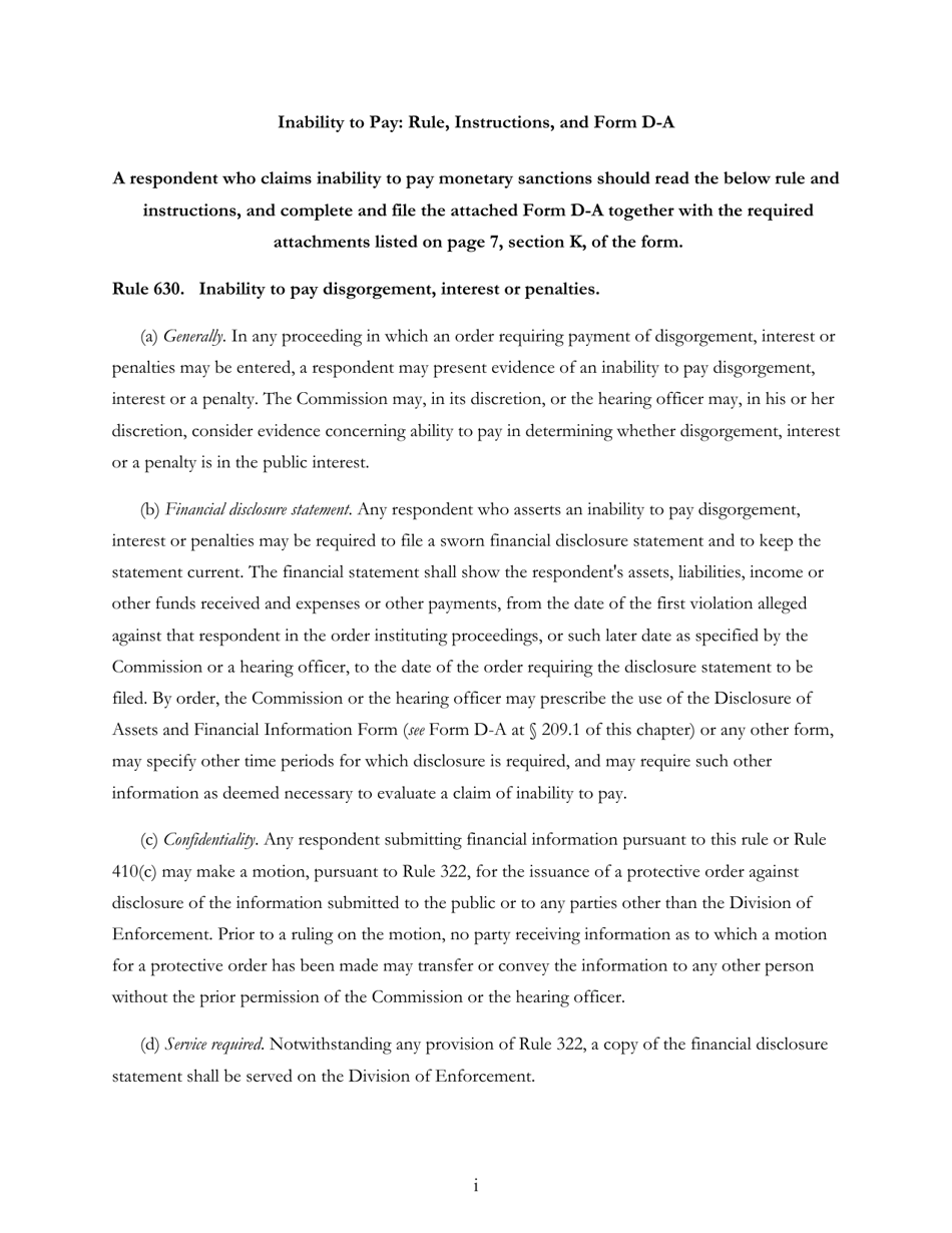 Form D-A - Fill Out, Sign Online and Download Printable PDF ...