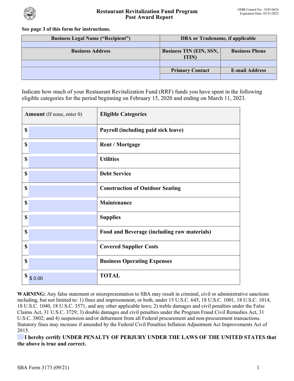 SBA Form 3173 - Fill Out, Sign Online and Download Fillable PDF ...
