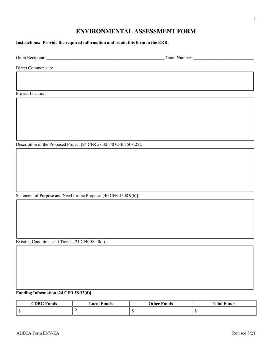 ADECA Form ENV-EA - Fill Out, Sign Online and Download Fillable PDF ...