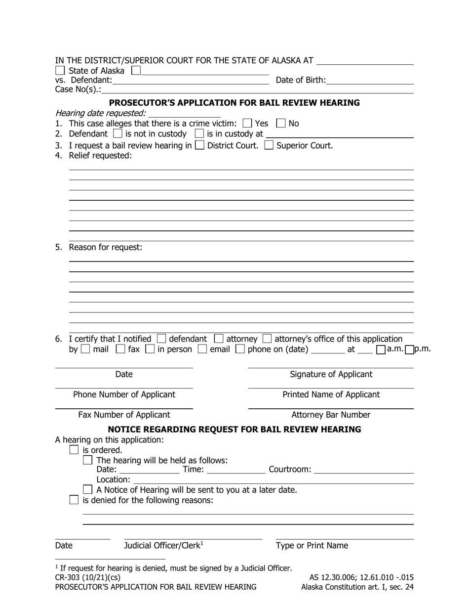 Form CR-303 Download Fillable PDF or Fill Online Prosecutor's ...