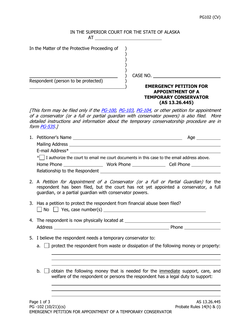 Form PG-102 Download Fillable PDF or Fill Online Emergency Petition for ...