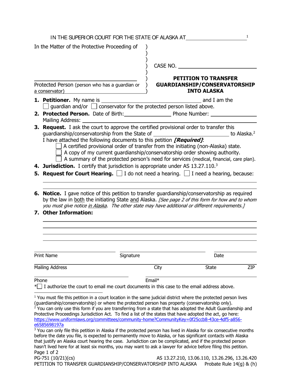 Form PG-751 Download Fillable PDF or Fill Online Petition to Transfer ...