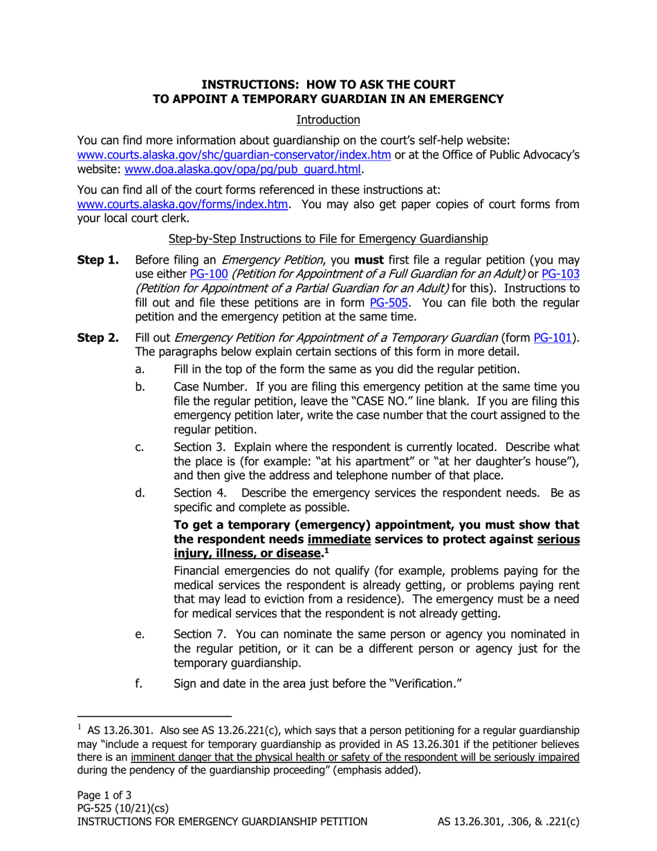 Form PG-525 - Fill Out, Sign Online and Download Printable PDF, Alaska ...