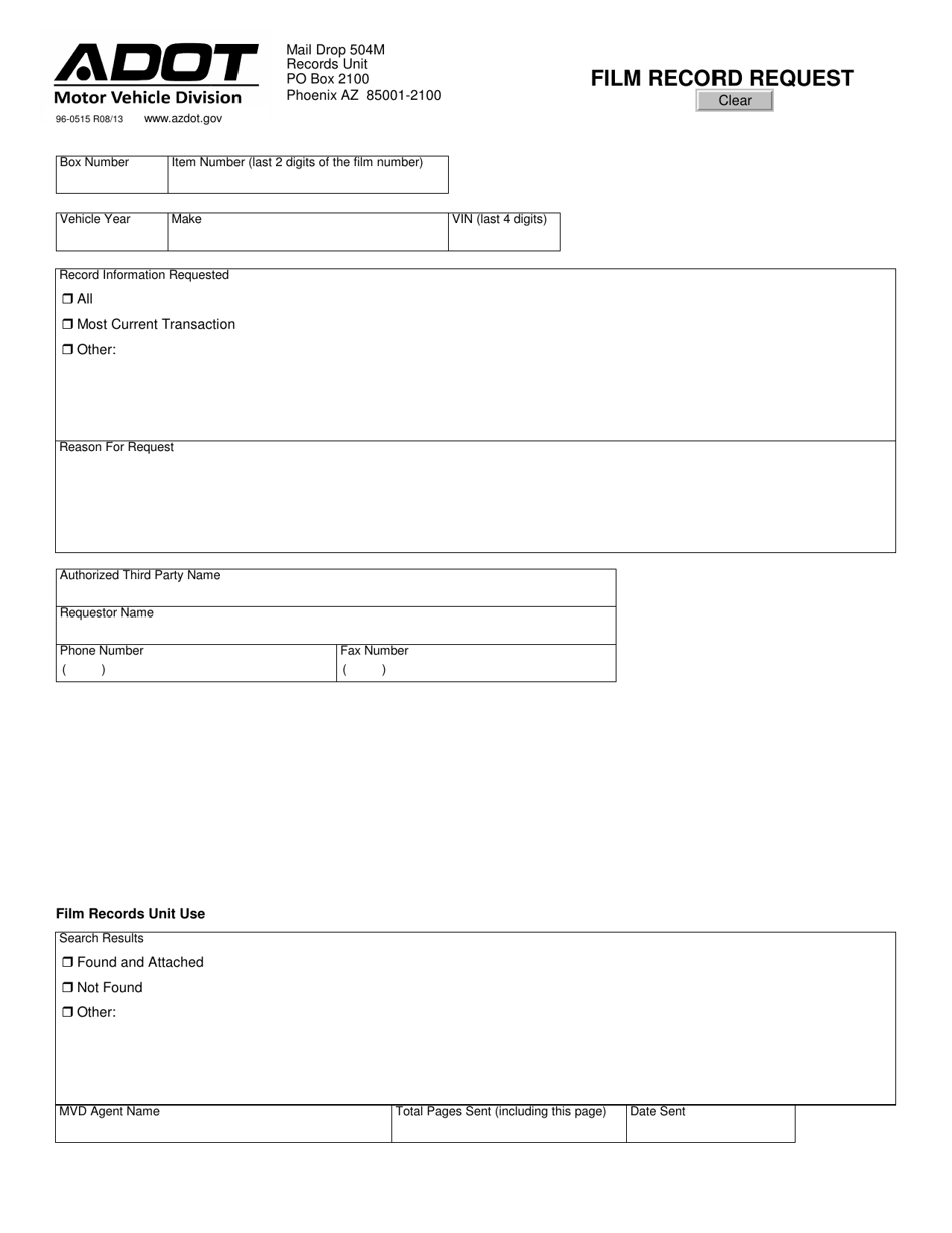 Form 96-0515 - Fill Out, Sign Online and Download Fillable PDF, Arizona ...
