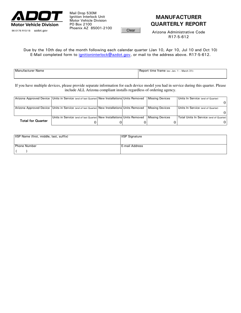 Form 96-0176 - Fill Out, Sign Online and Download Fillable PDF, Arizona ...
