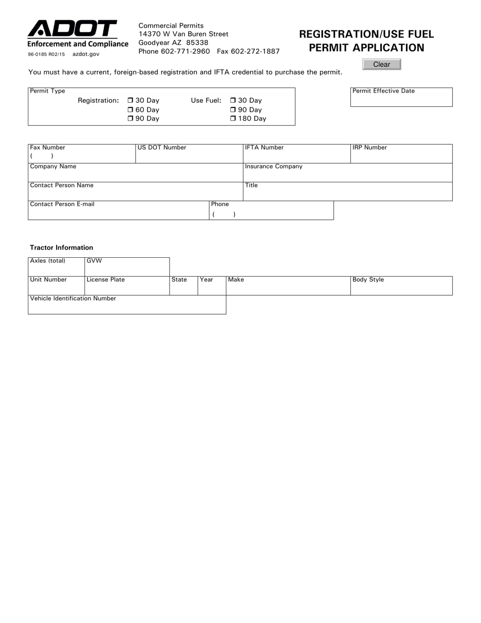 Form 96-0185 - Fill Out, Sign Online and Download Fillable PDF, Arizona ...