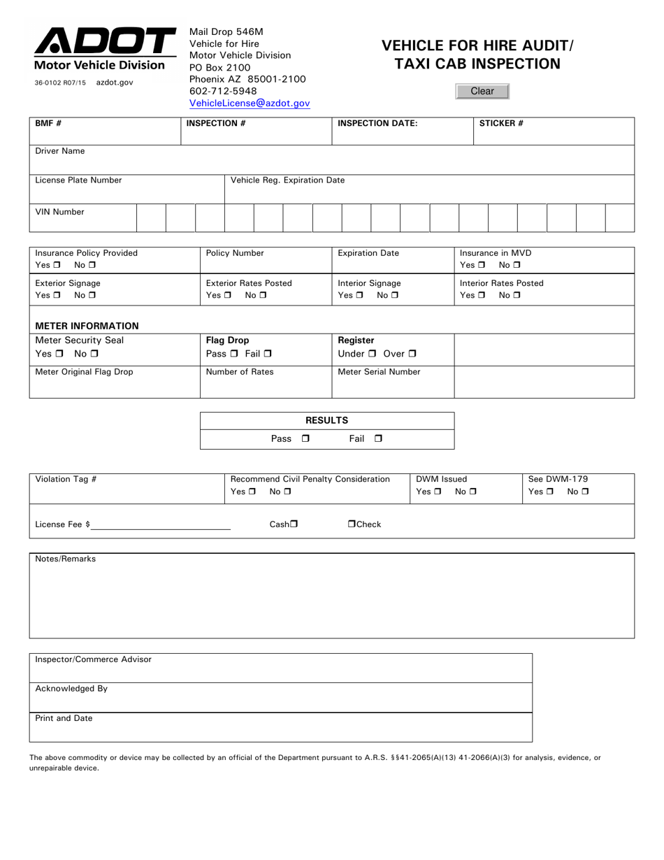 Form 36-0102 - Fill Out, Sign Online and Download Fillable PDF, Arizona ...
