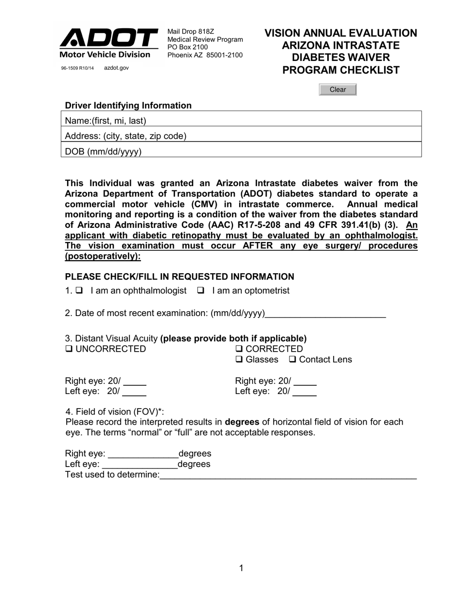 Form 96-1509 - Fill Out, Sign Online and Download Fillable PDF, Arizona ...