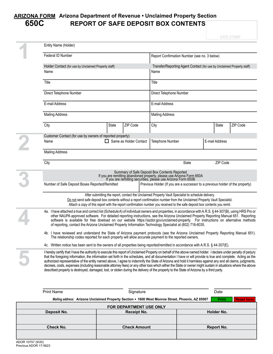 Arizona Form 650C (ADOR10757) - Fill Out, Sign Online and Download ...