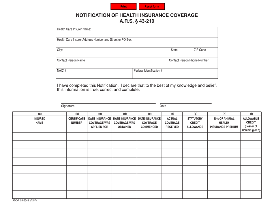 Form ADOR05-5542 - Fill Out, Sign Online and Download Fillable PDF ...