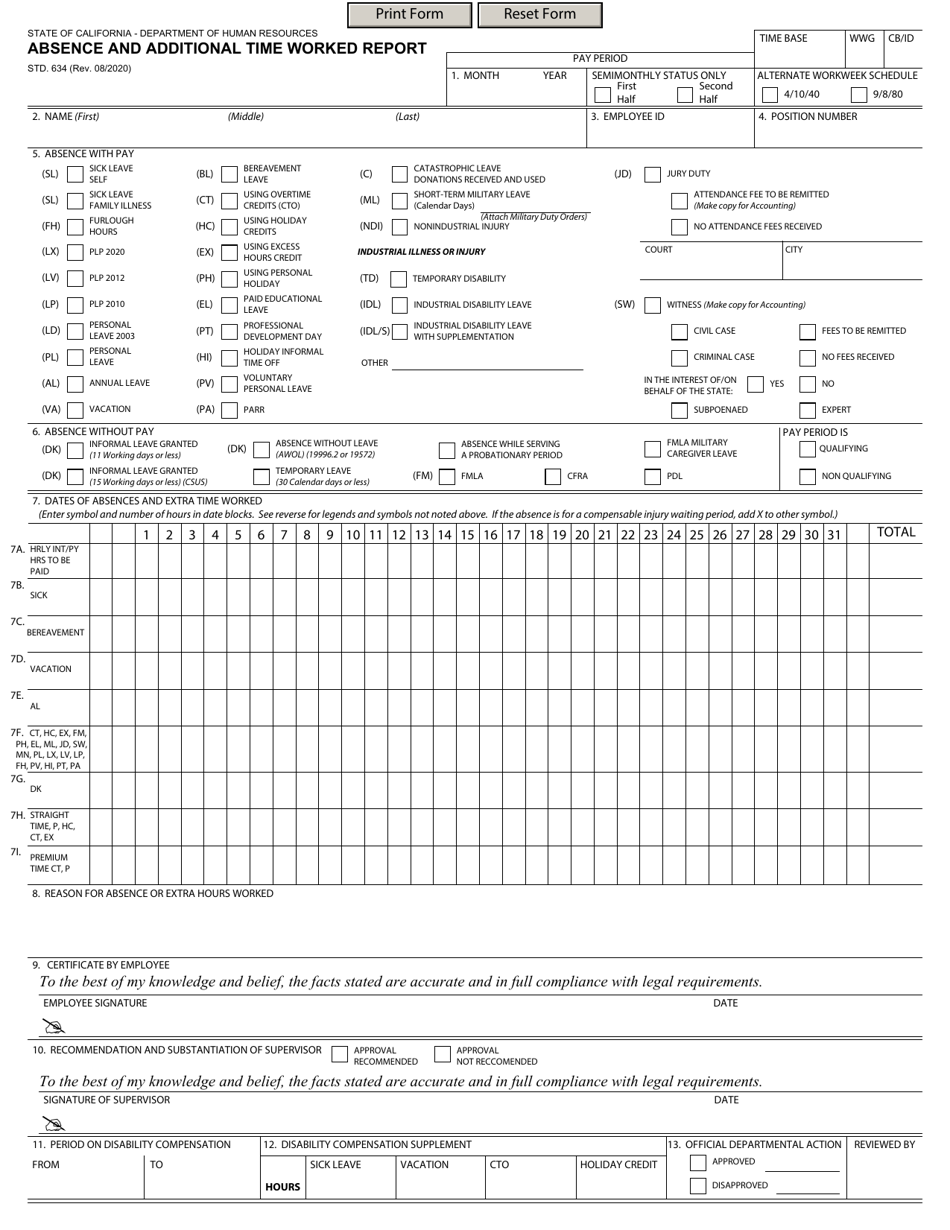 Form STD.634 - Fill Out, Sign Online and Download Fillable PDF ...